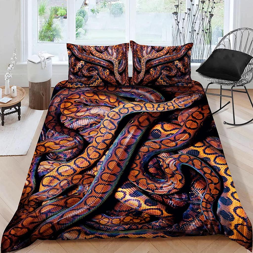 kemila 3d Snake Duvet Cover Set Green Snake Bedding Set Animal Theme ...