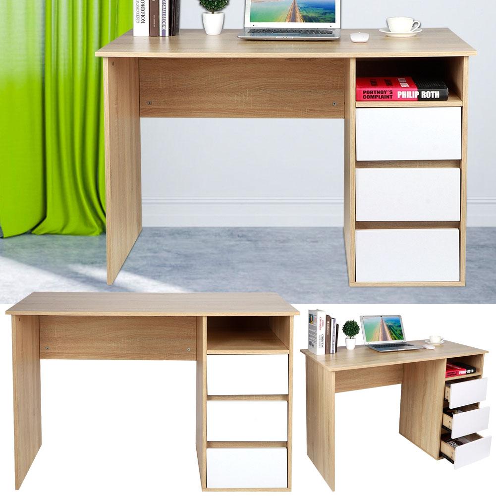 Buy Density Board Computer Desk Study Writing Table Workstation With 3 ...