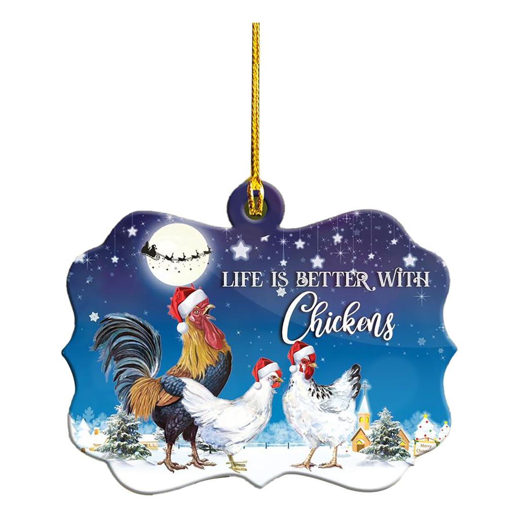 Cheap Chicken With Scarf Christmas Rooster Wooden Hanging Tree ...