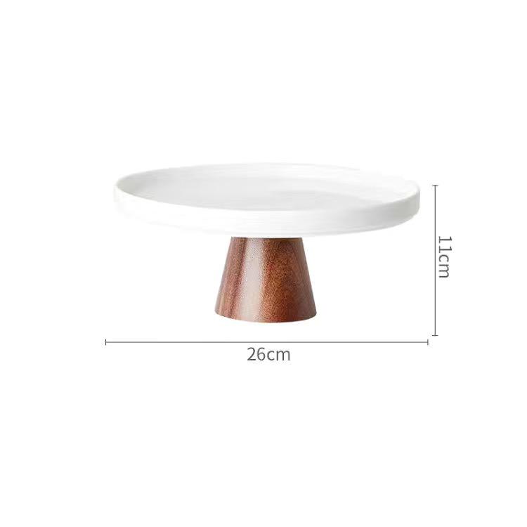 Buy White Ceramic Round Plate 8 Inch Flat Cake Plate with Lid 10 Inch ...