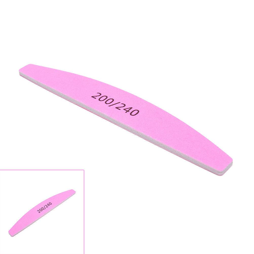 Buy Pink Nail Files Sanding 200/240 UV Gel Polish Curve Banana for Nail ...