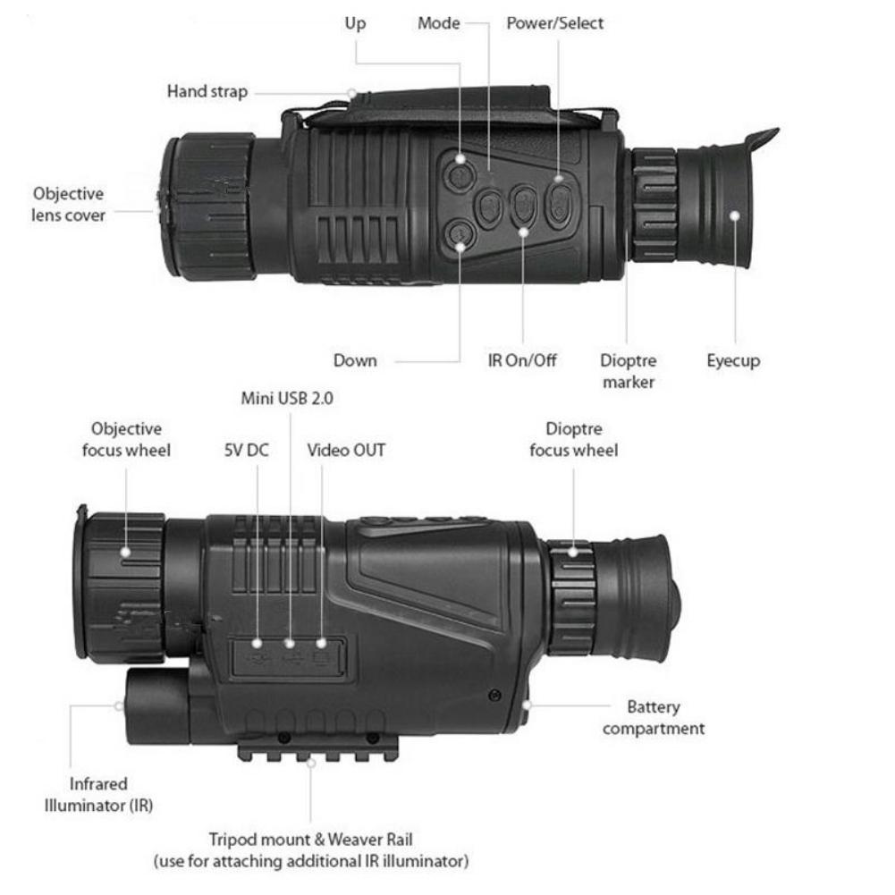 Buy Infrared Digital Night Vision Monoculars Full Dark 5X40 400M Range ...