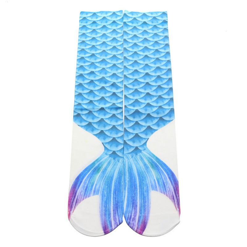 Buy Women Mermaid Pattern Fish Scale Print Socks Funny Cosplay Beach ...