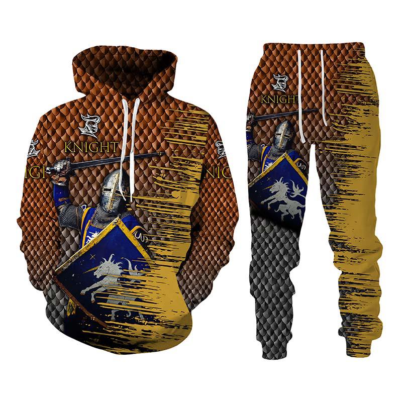 Buy 2pcs 3D Printed Knight Templar Armor Harajuku Funny Tracksuit Set ...
