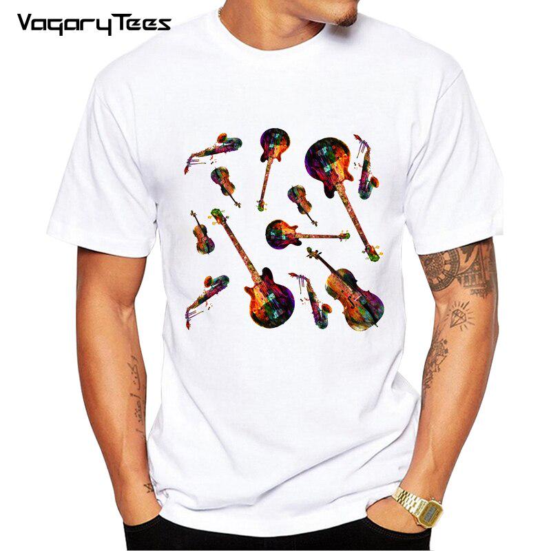 Buy Selling Men Music Lover T Shirt Short Sleeve Watercolor T Shirts ...