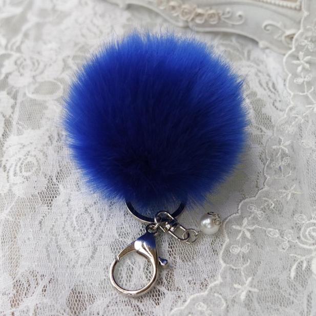 Buy Faux Rabbit Fur Ball Keychain Bag Plush Car Key Ring Car Key ...