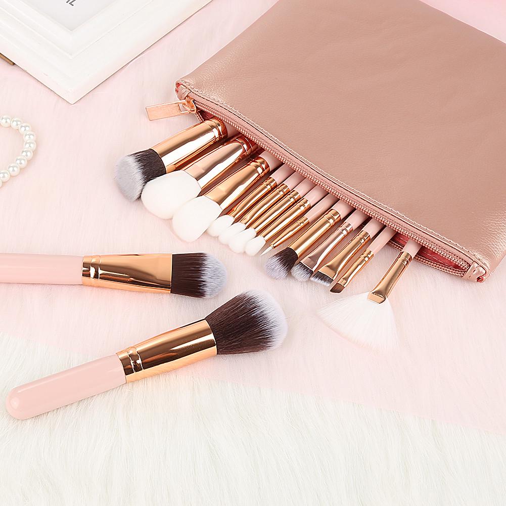 Buy Pink Makeup Brushes Set Cosmetics Beauty Tools with Leather Case ...