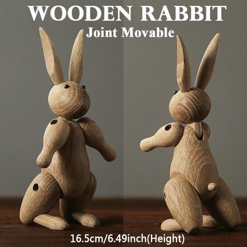 Buy Wooden Rabbit Doll Figurines Puppet Creative Animal Doll Rabbit ...