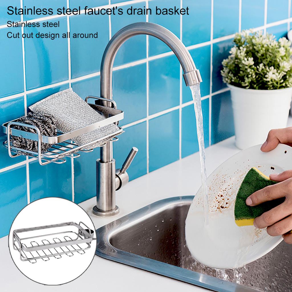 Buy Kitchen Sink Faucet Sponge Soap Cloth Rack Storage Organizer Holder ...