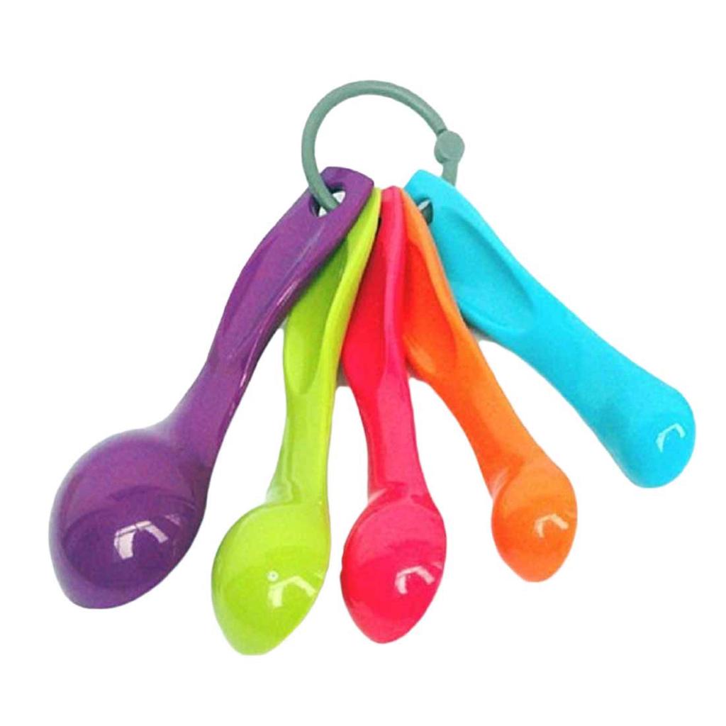 Buy 5Pcs Measuring Spoon Plastic Teaspoon Scoop Mixed Color Tablespoon ...