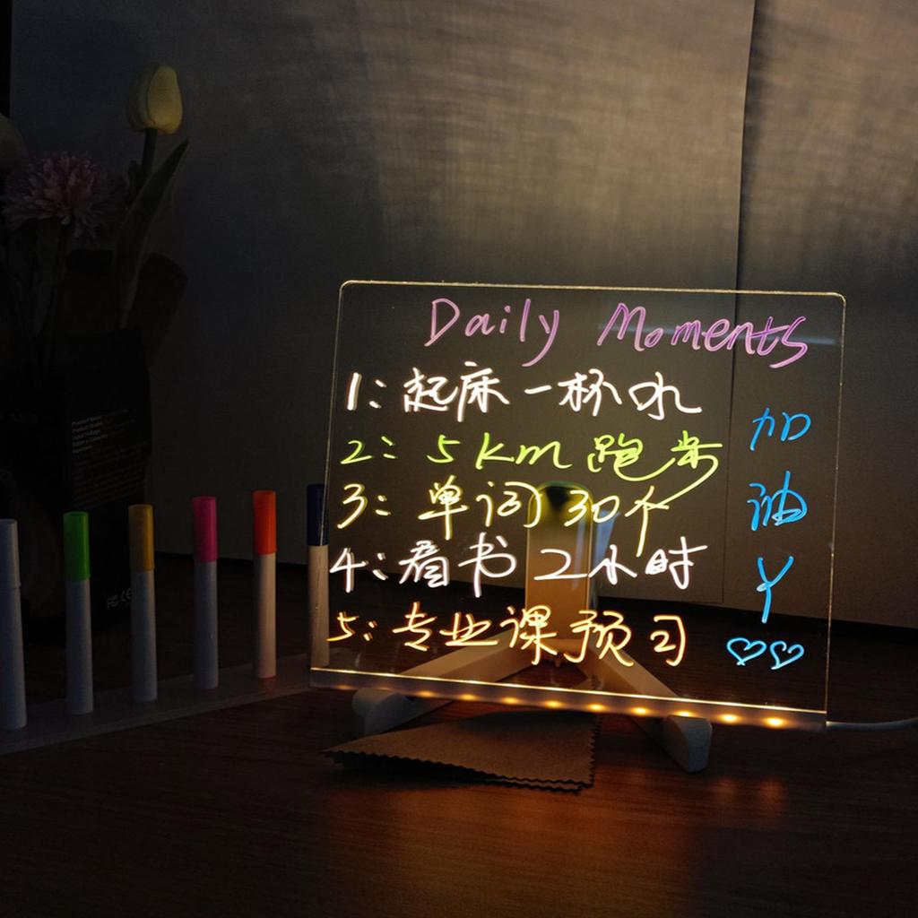 Transparent Acrylic Dry Erase Memo Message Board Writing Board LED With ...