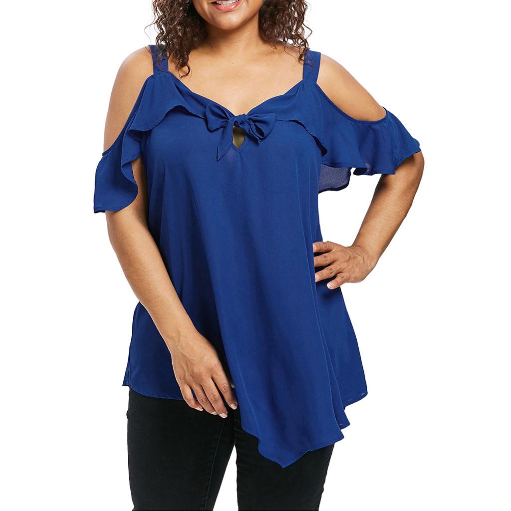 Buy Lovehouse Women Plus Size Cold Shoulder Camis Bow Asymmetric ...