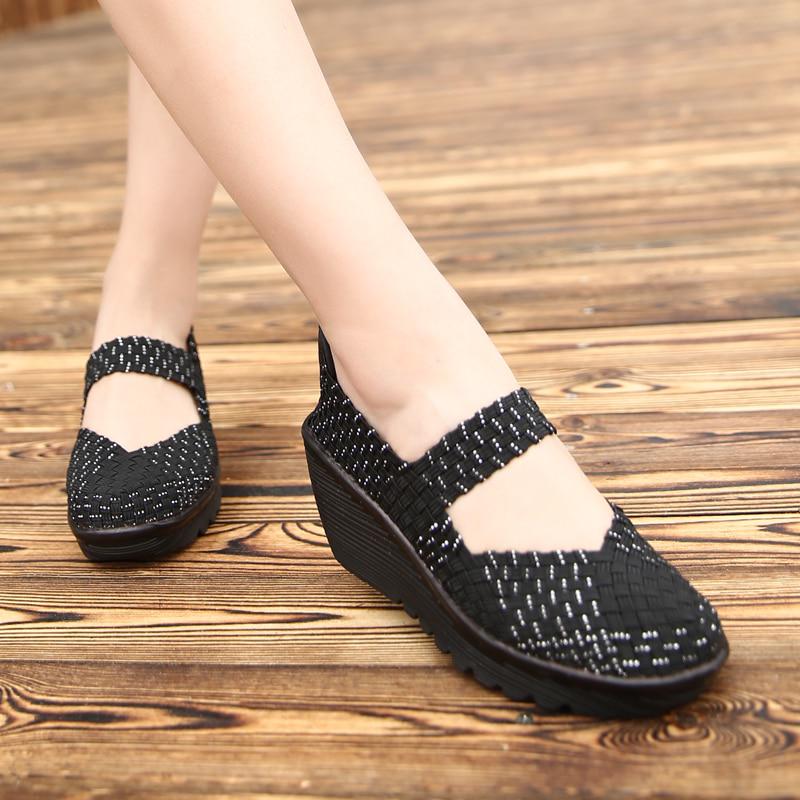 Buy Women Platform Shoes Breathable Handmade Woven Flats Fashion Women ...