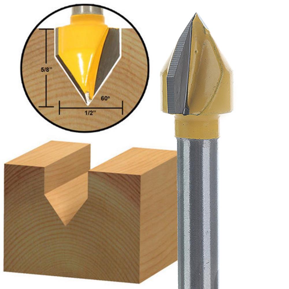 Buy 1/4 Inch Shank 60 Degree V Groove Router Bit Carbide Tipped ...