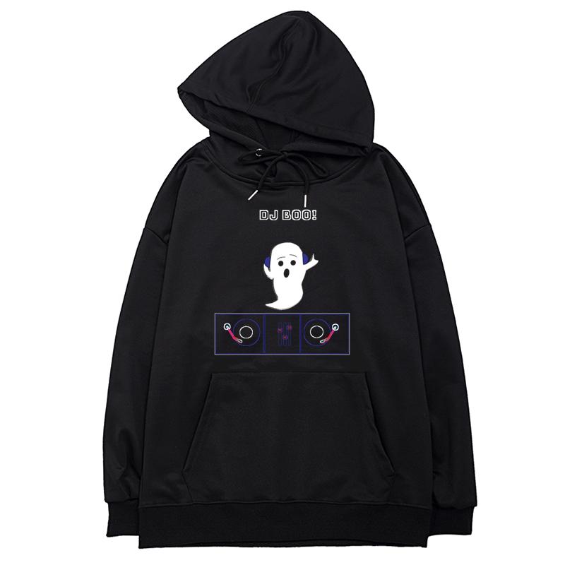 Ghost Dj Printed Black Autumn And Winter Hoodie Long-Sleeved Warm ...