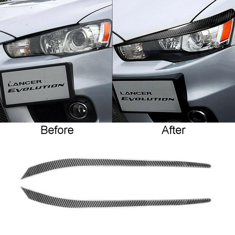 Buy Carbon Fiber Headlight Eyebrow Decorative Cover Trim For Mitsubishi ...