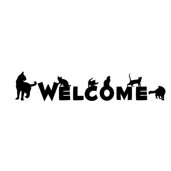 Buy WELCOME Word with Black Cats Wall Sticker Removable DIY Murals Wall ...