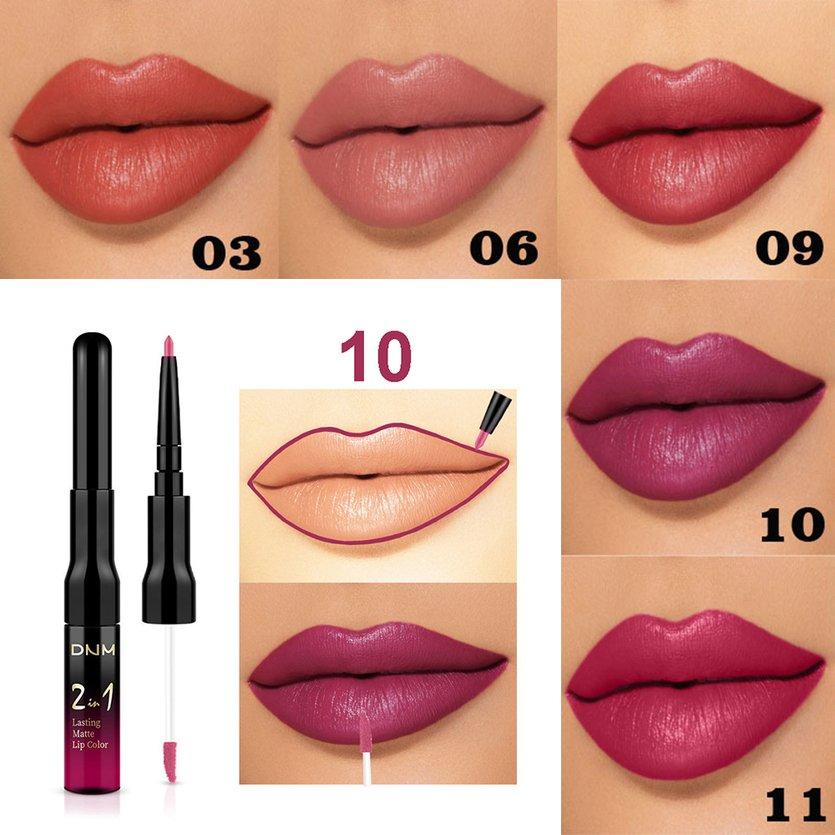 PEA Non-Stick Cup Matte Double Lip Gloss Lip Line Two-In-One Lipstick ...