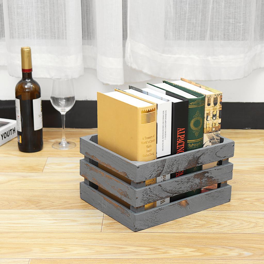 Rustic Wooden Slatted Crates Vintage Display Storage Box Christmas Gift ...