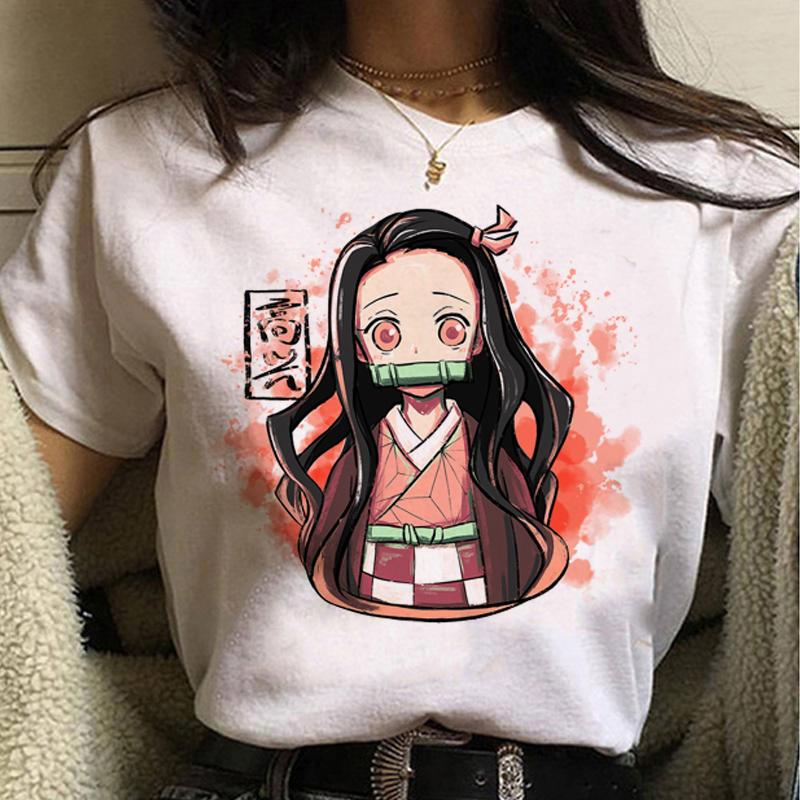 Buy Japanese Anime Demon Slayer T Shirt Women Fashion Cotton T-shirt ...