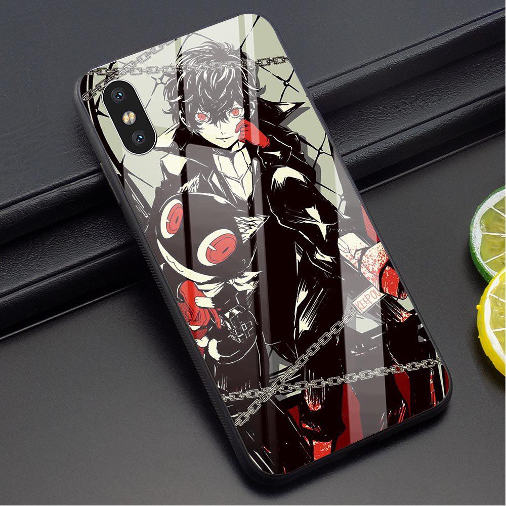 Buy P5 P Persona 5 Tempered Glass Phone Cover for iPhone 6S Case 8 XR X ...
