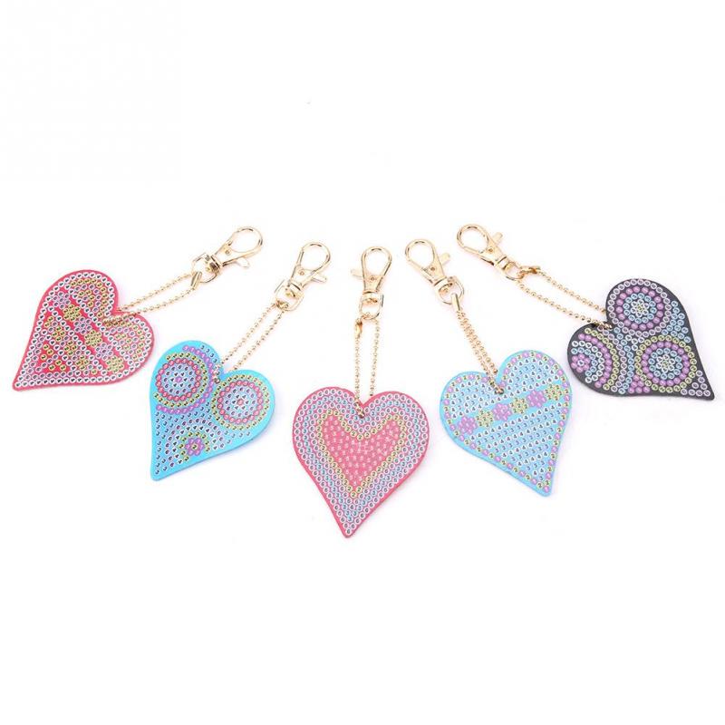 Buy Heart Shaped Key Chain DIY Decoration Resin Drill Diamond Painting ...