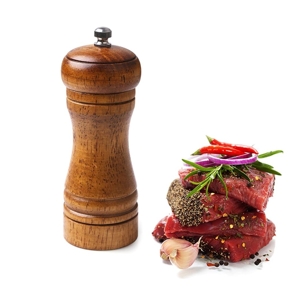 Buy Wood Salt And Pepper Mill Kitchen Seasoning Tool Natural Oak Pepper ...