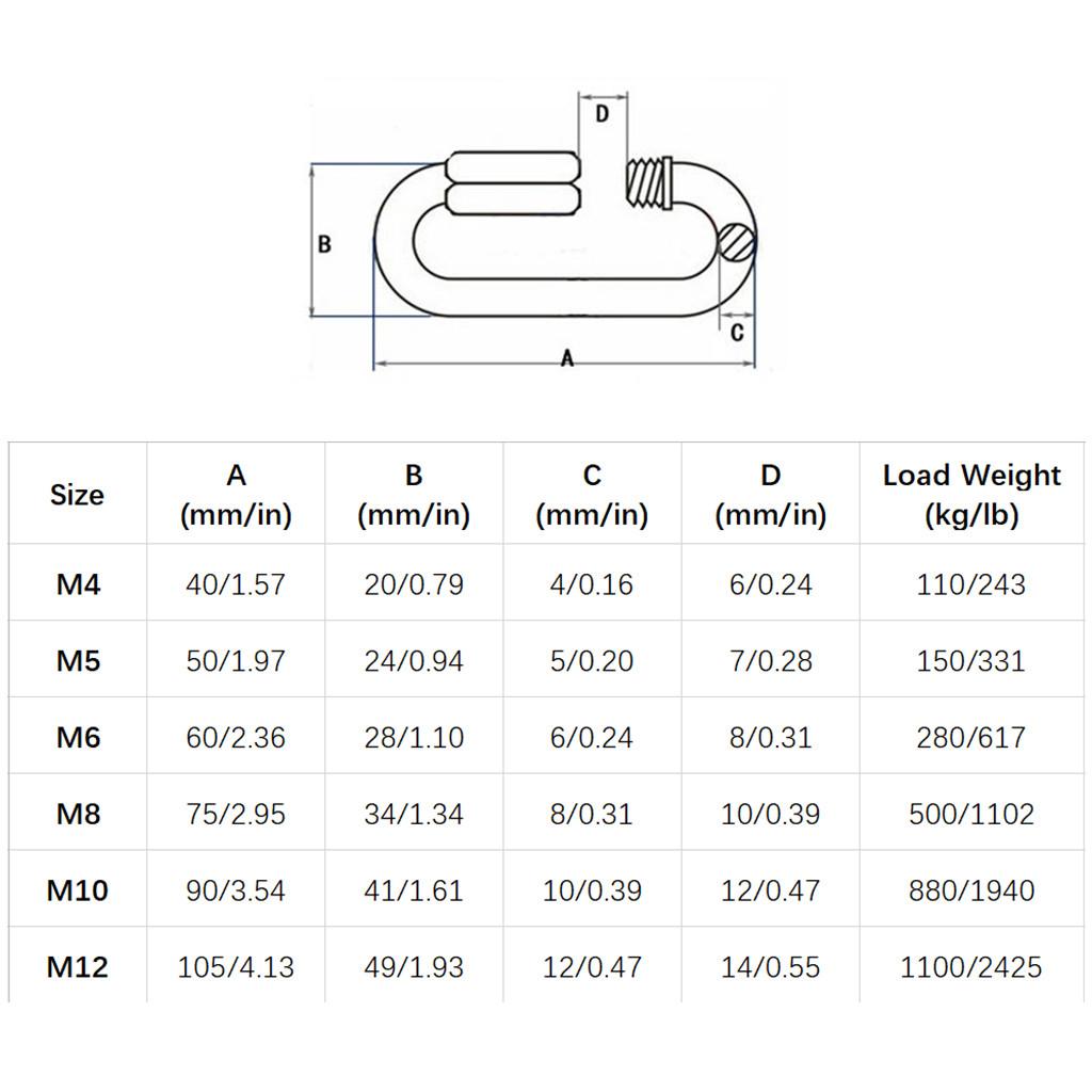 Stainless Steel Quick Link Threaded Chain Connector D Shape Locking ...
