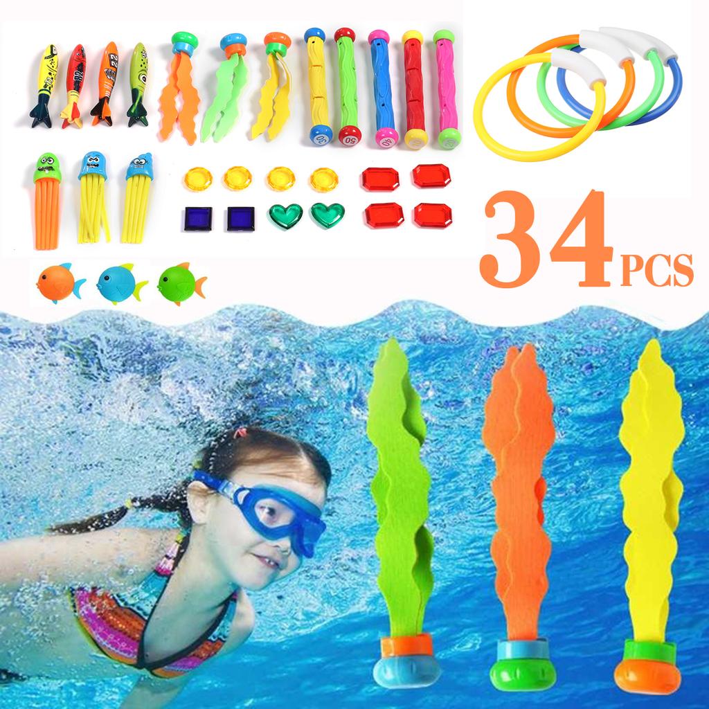 Buy Dideep 34Pcs Diving Toy Kit Children Underwater Swimming Sinking ...