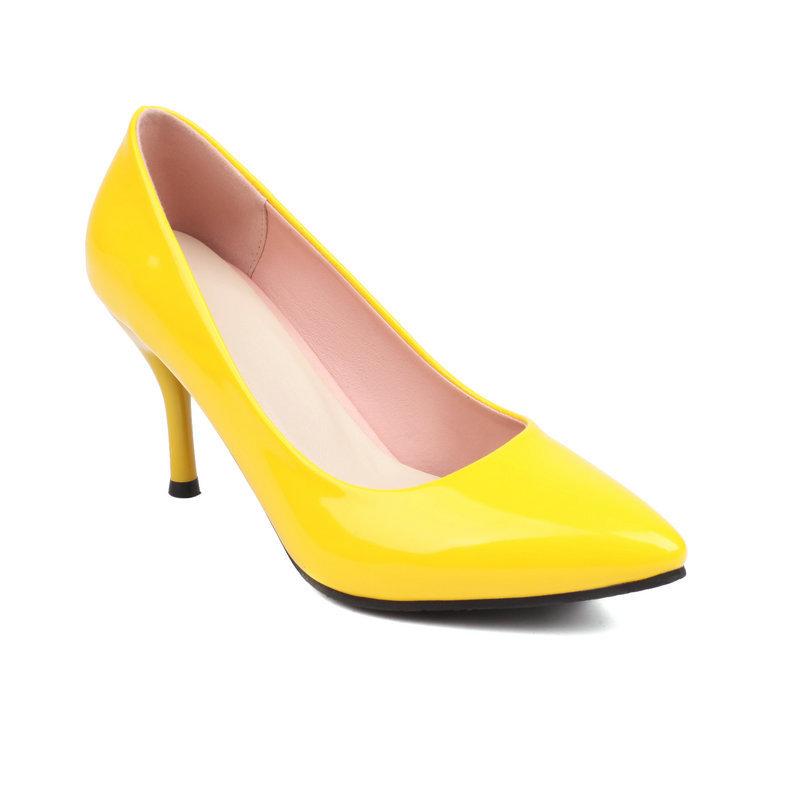 Cheap New Fashion Lacquer Leather Pointed Thin Heels High Heels | Joom