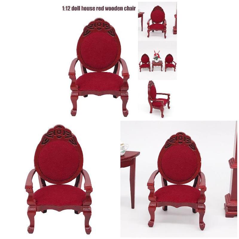 Buy Toys Red Mini Play Doll Wooden Chair 1/12 for Classic Furniture ...