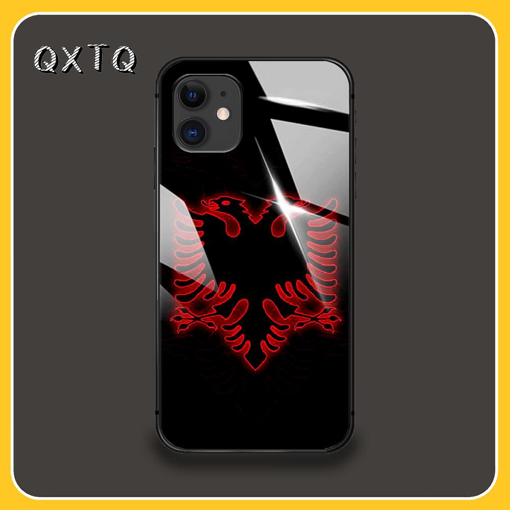 Buy Albania Albanians Flag Tempered Glass Phone Case Cover For IPhone ...