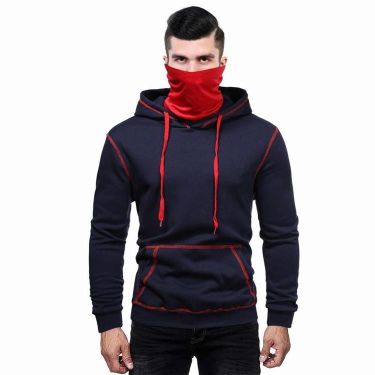 Buy Men's Long Sleeve Face Mask Hoodie Sports Loose Hooded Pullover ...