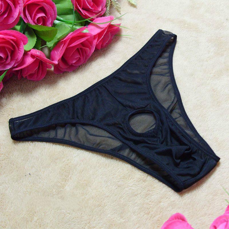 Buy Men's Sexy Open Front Hole G-String Bikini Wetlook Faux Leather ...