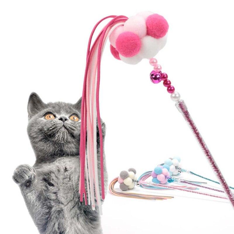 Buy 1Pc Cat Interactive Toy Stick Feather Wand With Small Bell Toys ...