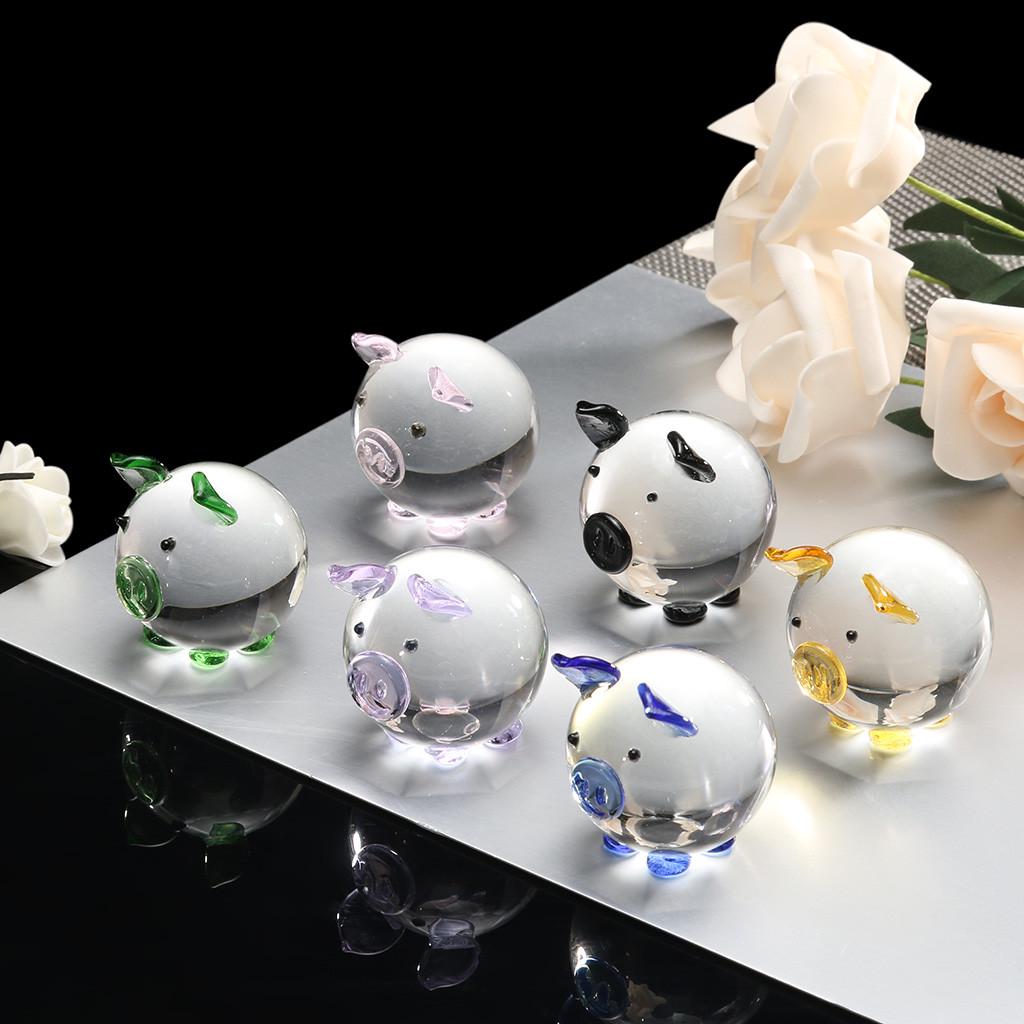 Buy Multi-color Crystal Pig Figurine Mini Animal Collectible Statue ...