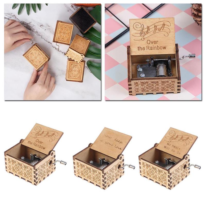 Buy Mini Music Box Carved Wood Musical Gifts Christmas Music Box 18 ...