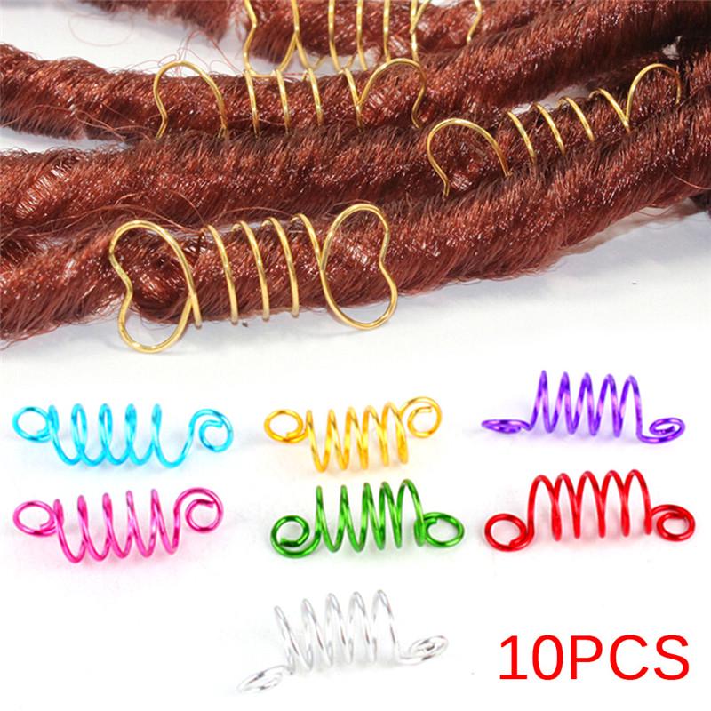 10 Pcs Metal Hair Braid Dreadlock Beads Cuffs Clips Braid Spiral ...