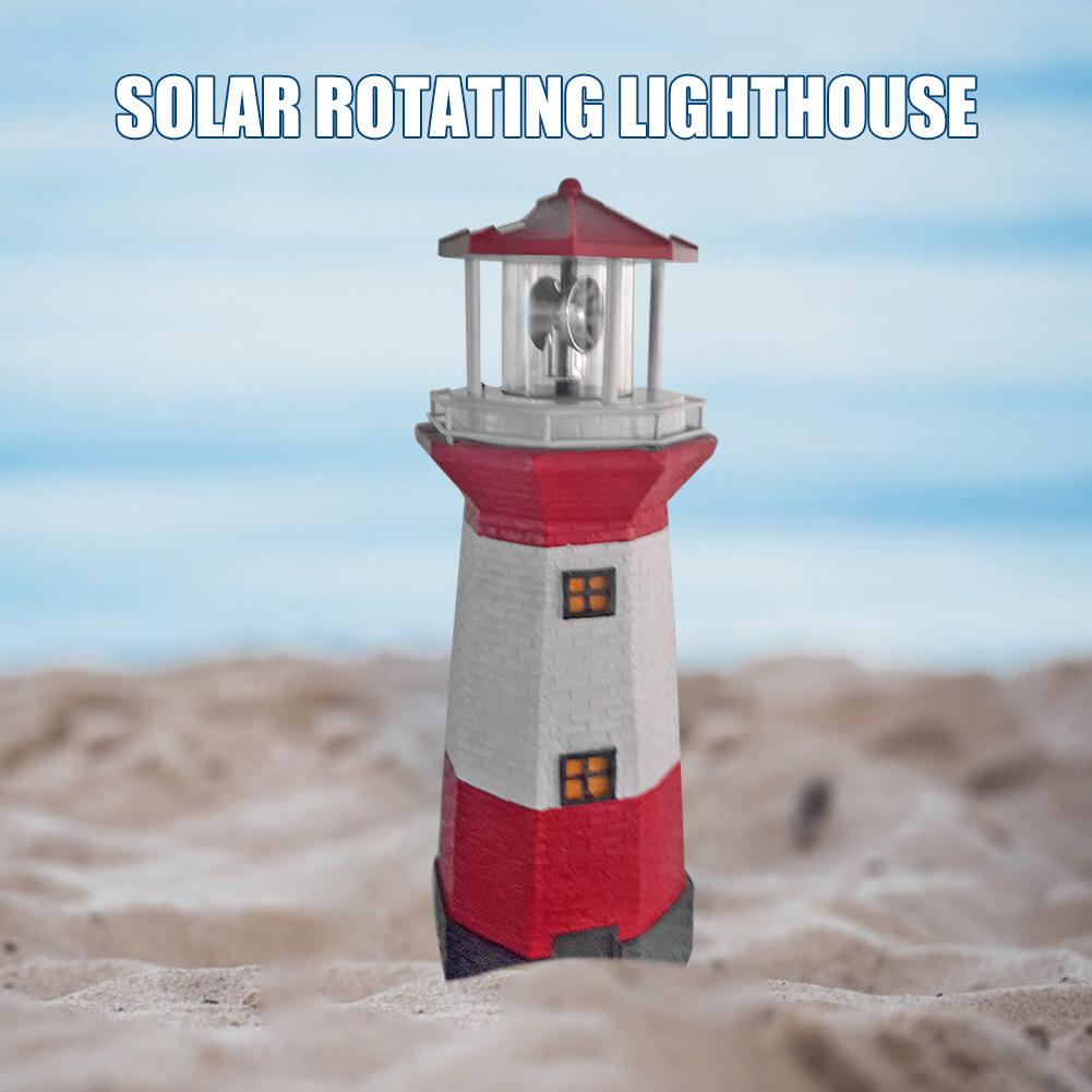 Buy LED Lighthouse Solar Light Rotating Beacon Tower Lamp Garden ...