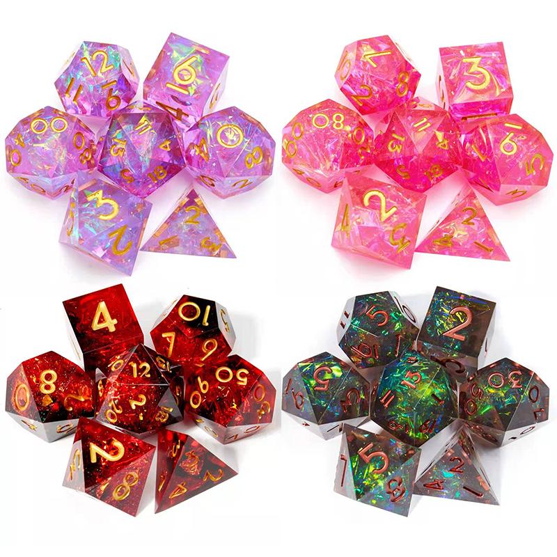 Cheap Mayitr New 7pcs Resin Dice Set Sharp Edge Transparent Multi-sided ...