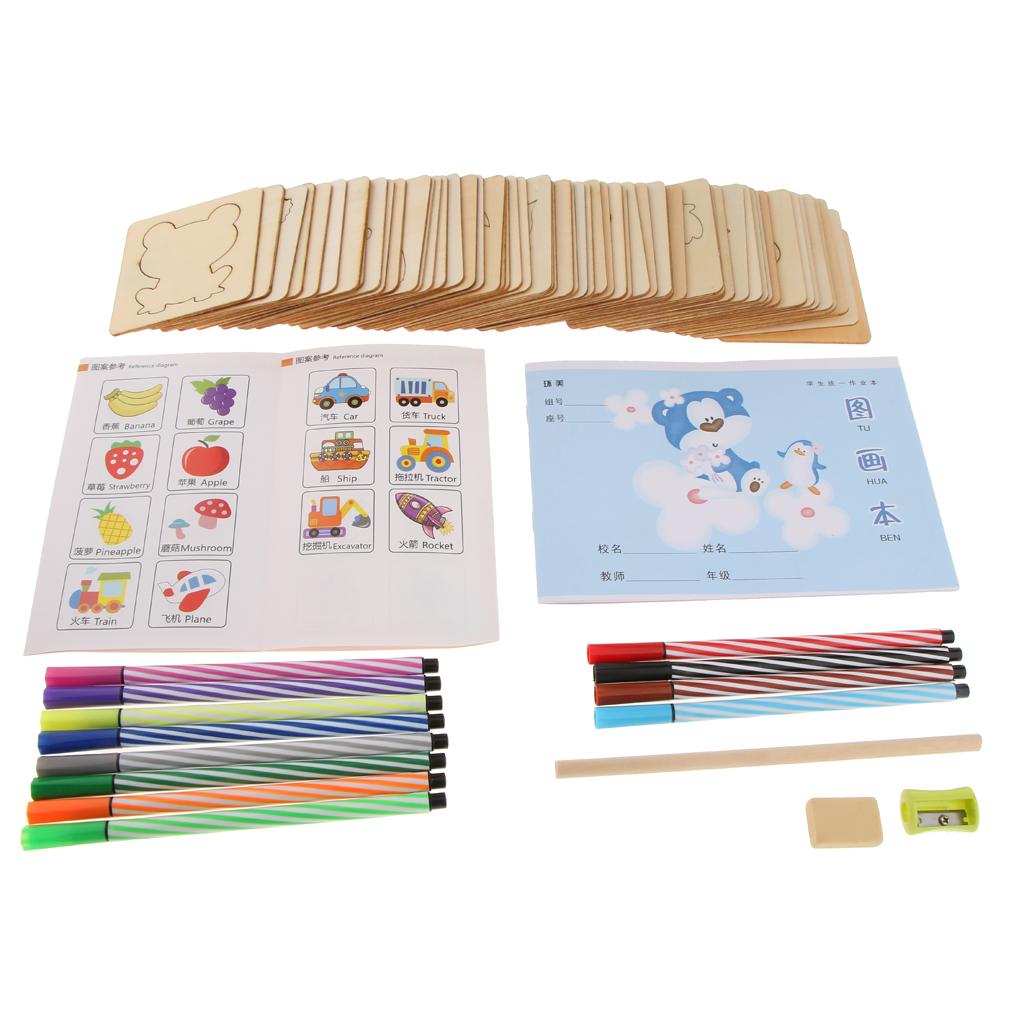 Buy 56 Pieces Kids DIY Drawing Painting Template Tools Kit Educational ...
