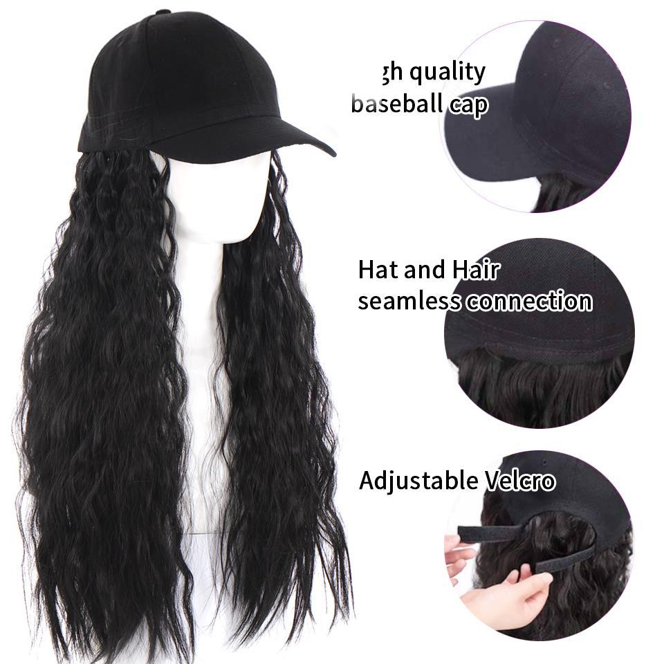 Buy Long Straight Baseball Cap Hair Synthetic Naturally Connect Hat ...