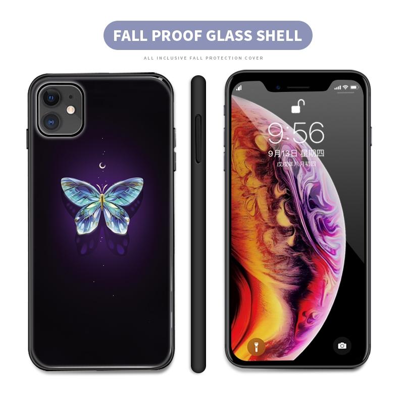 Luxury Flowers Pattern Pattern TPU Frame + Glass Back Phone Case for ...