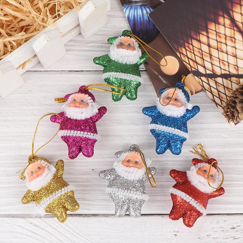 Buy 6Pcs/Set Colorful Small Santa Claus Pendant Christmas Tree Ornament ...