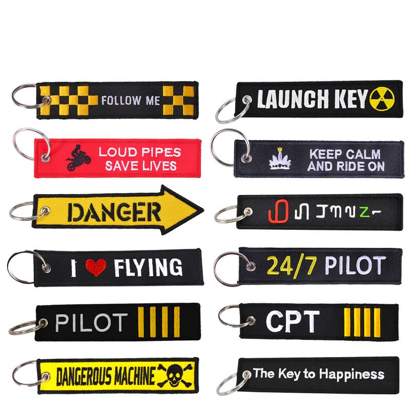 Buy Danger Keychain for Motorcycles and Cars Yellow Key Fobs Emboridery ...