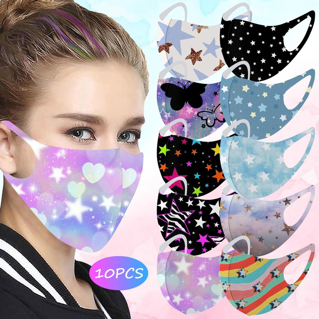 Buy [MF] 10PCS Adult Five-Pointed Star Ice Silk Mask Can Be Dust-Proof ...