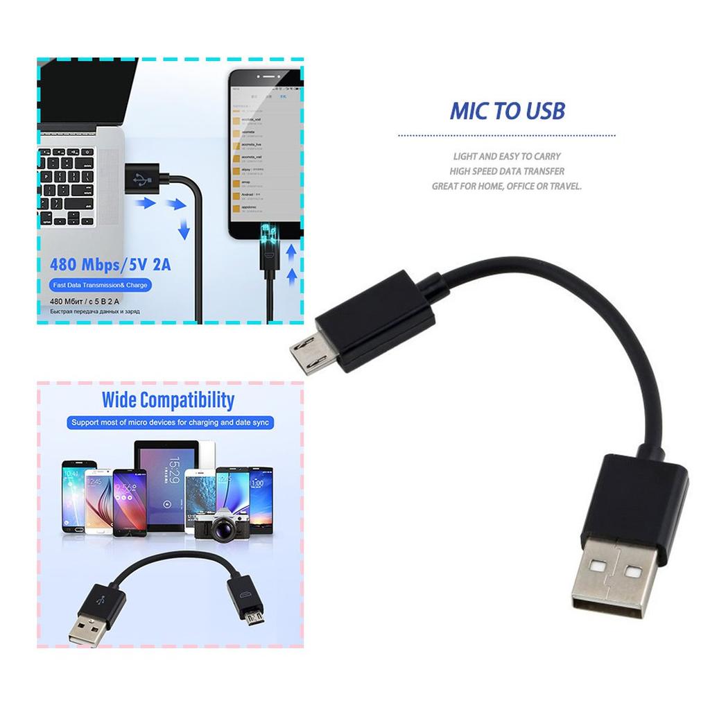 Buy SX 10CM USB 2.0 A to Micro B Data Sync Charge Cable Cord For ...