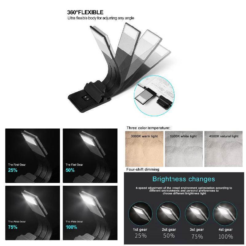Buy For LED Readers Clip-on Flexible Lamp Rechargeable Light USB Kindle ...