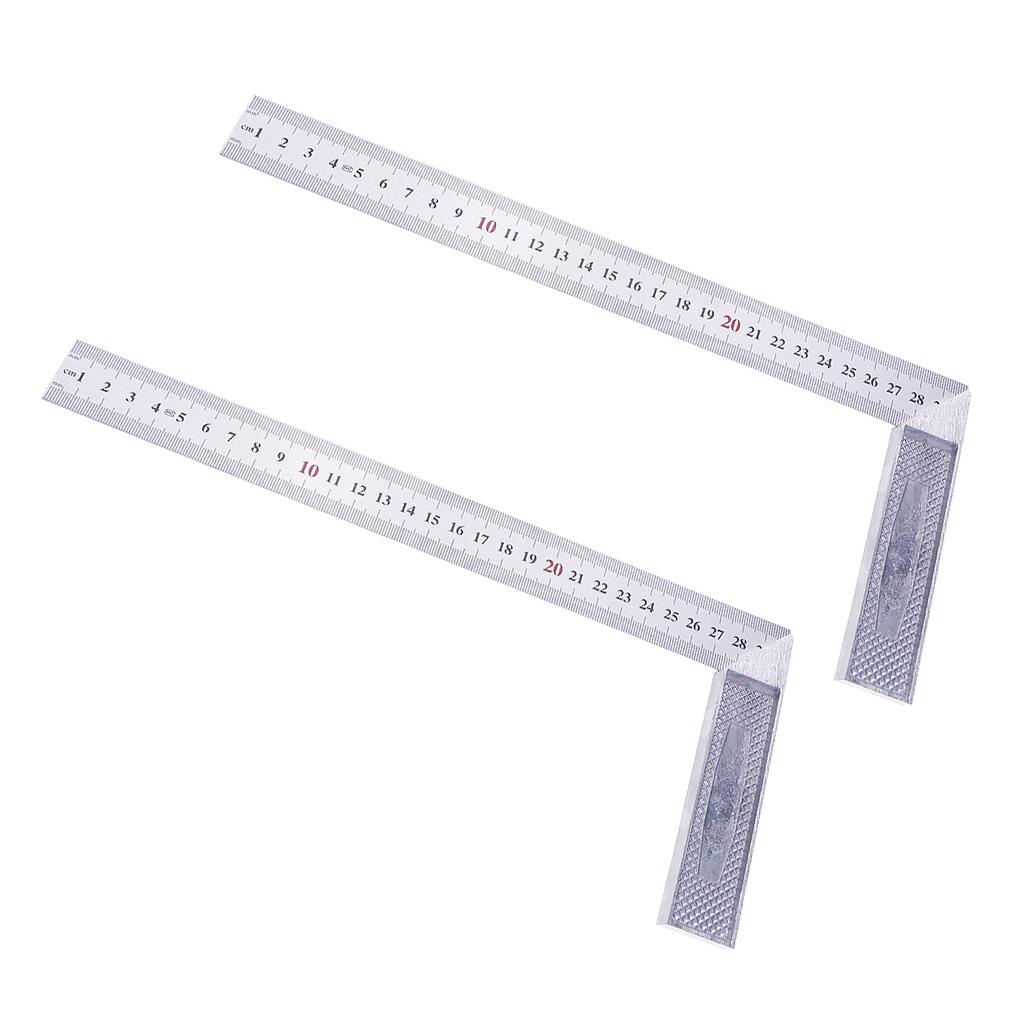 2Pcs Square Stainless Steel Measure Ruler Engineer Carpenter Woodwork ...