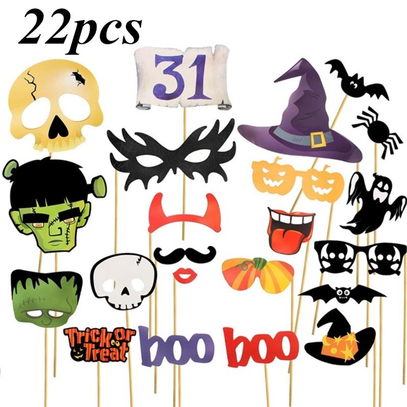 Buy Happy Halloween Camera Props Horror Makeup Mask Photo Booth Pose ...